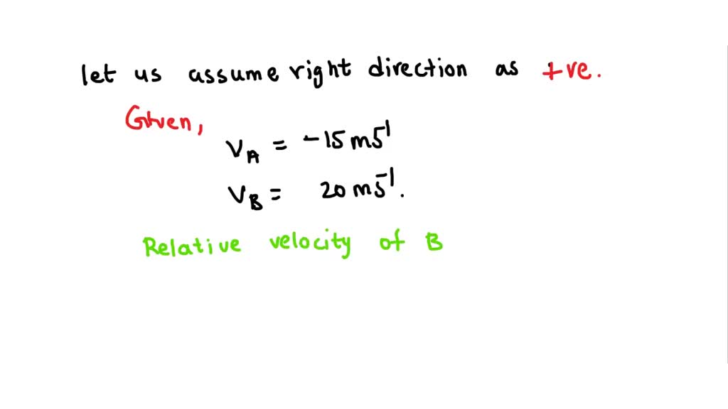 SOLVED: A car A moves with velocity 15 m/s and B with velocity 20m/s ...