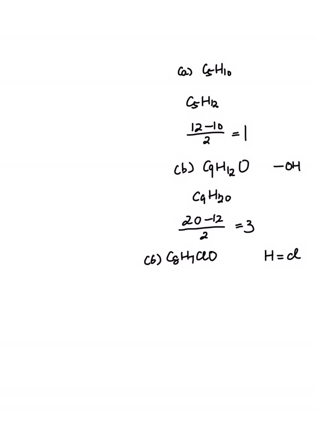 SOLVED: Calculate the degree unsaturation for molecule with molecular ...