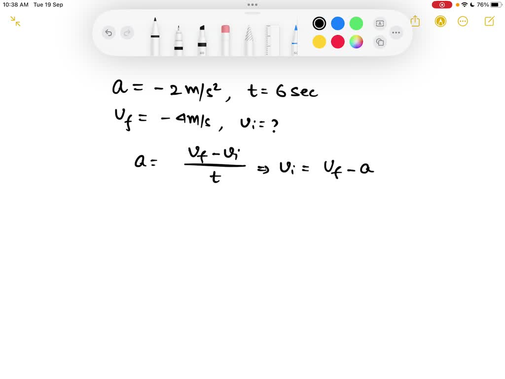 Solved An Average Acceleration Of 2 M S 2 For 6s And Object Reaches