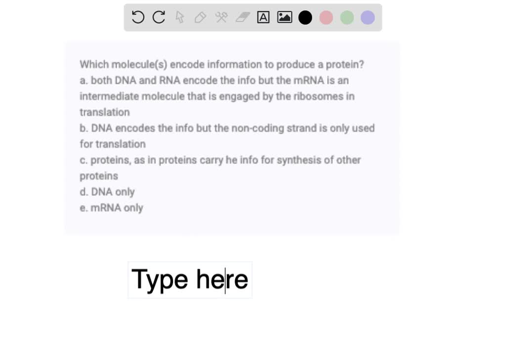 SOLVED: Which molecule(s) encode information to produce a protein? a ...