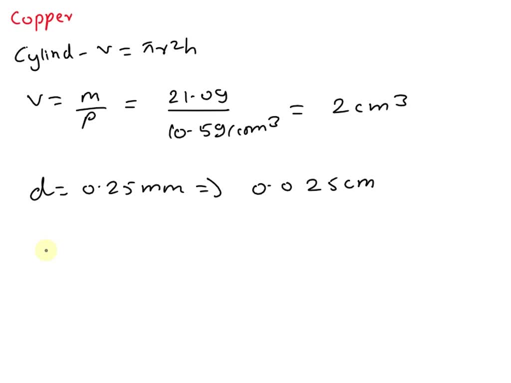 SOLVED: A silver wire (density = 10.5g/cm3 ) has a diameter of 0.25 mm ...