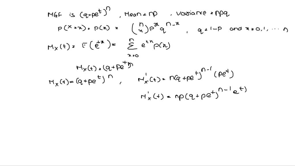 Solved Example Find The Moment Generating Functions For The