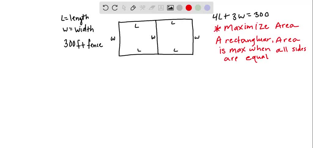 SOLVED: Farmer jinzhou has 300 feet of fencing to enclose two identical ...