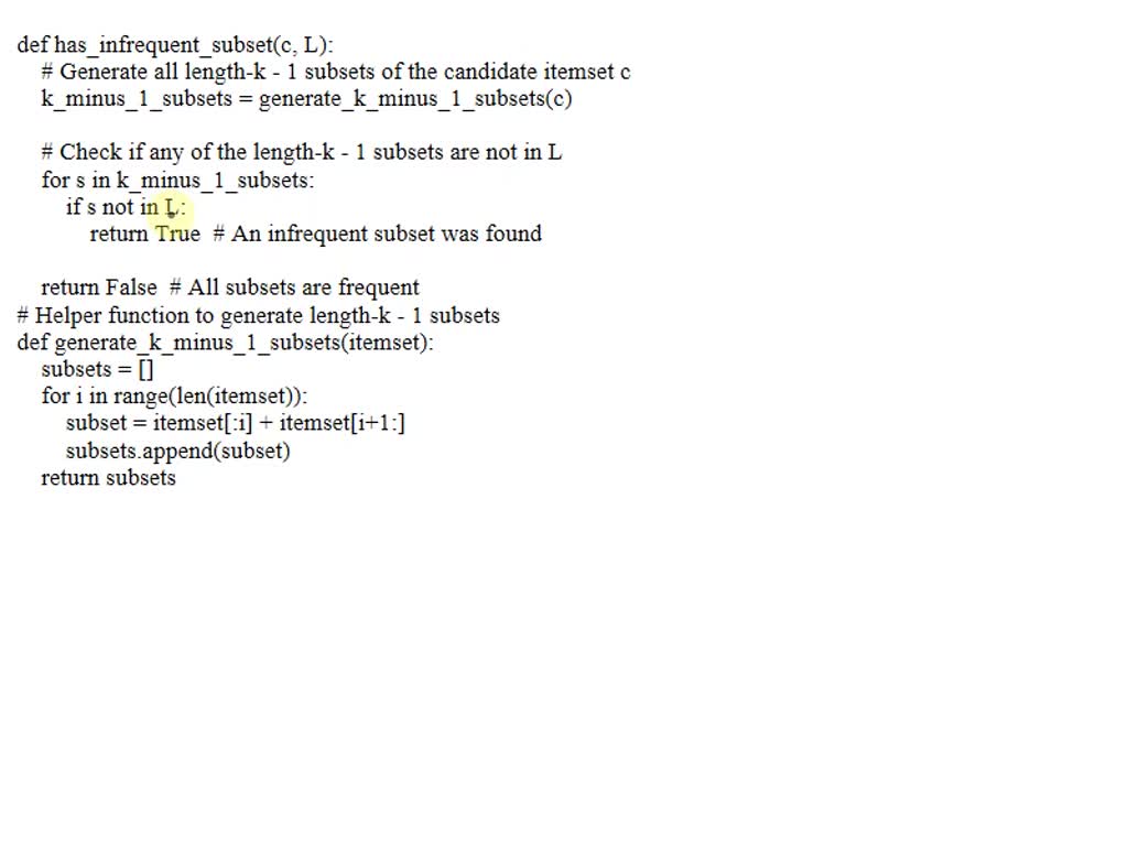 Solved Data Mining Using Apriori Algorithm List Association Finding Frequent Items Compare