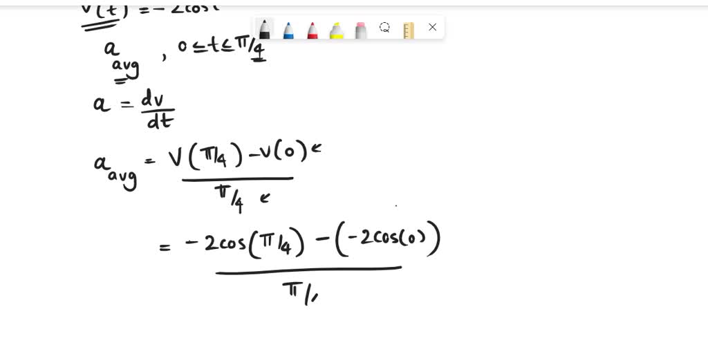 SOLVED: A velocity function of a particle moving along a coordinate line is v(t) = -2cos(t ...