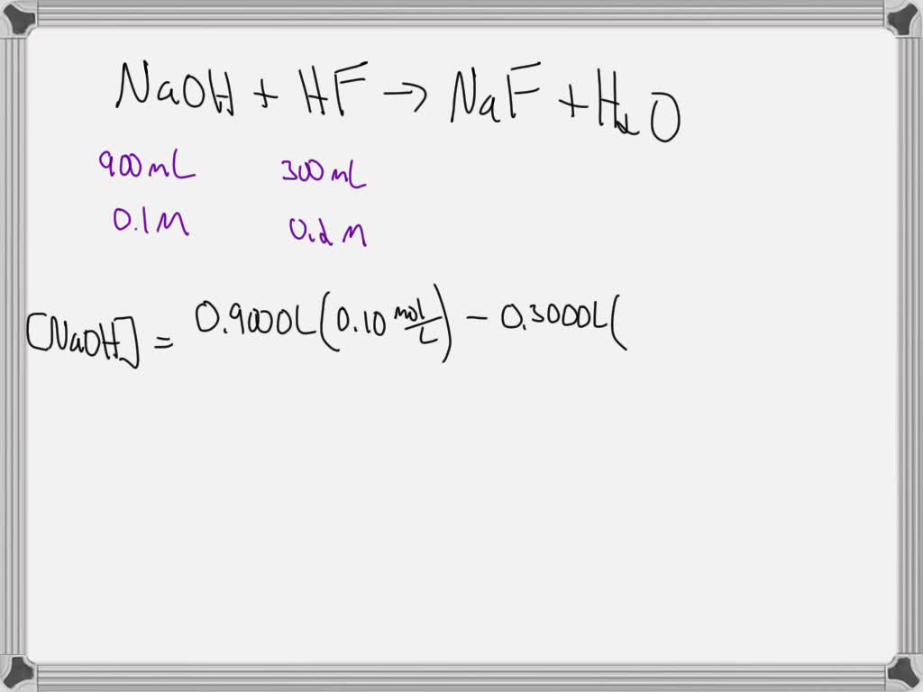 SOLVED: A 300.0 mL sample of 0.20 M HF is titrated with 0.10 M NaOH ...
