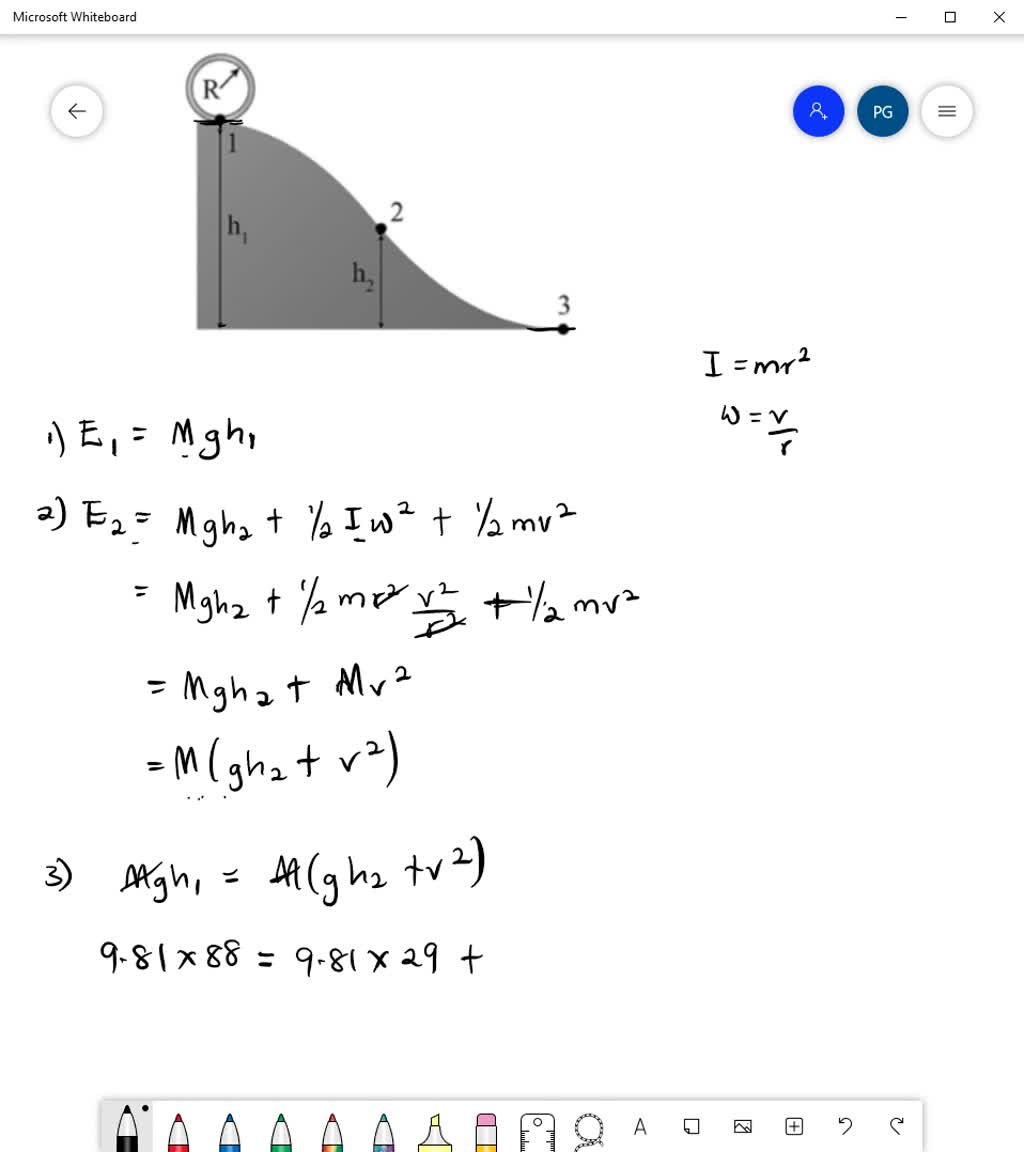 Problem 9: A thin cylindrical ring starts from rest at height h = 88 m ...