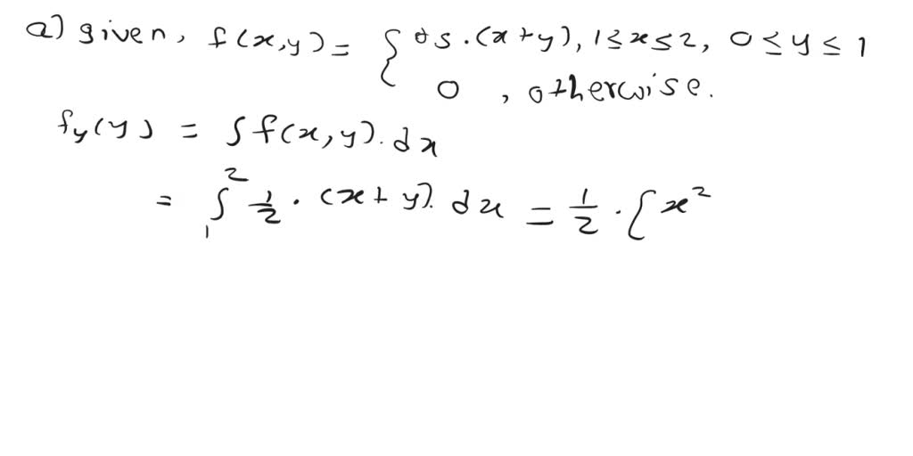 SOLVED: Texts: Answer and solve the following exercises. Let (𝑋, 𝑌) be a continuous random ...