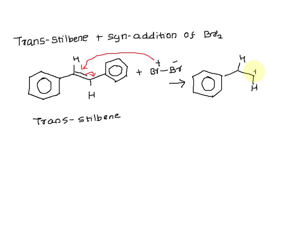 SOLVED: Trans-stilbene + bromine (from pyridinium tribromide ...