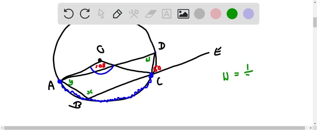 SOLVED: 'A, B, C and D are points on the circle, centre O. BCE is a straight line. Angle AOC ...