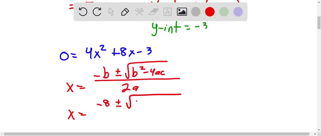 SOLVED: Use the vertex and intercepts to sketch the graph of the quadratic function. Give the ...