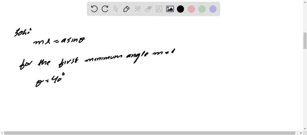 Solved A Single Slit Forms Diffraction Pattern With The First Minimum At A Angle Of 40 From