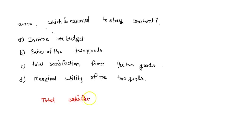 SOLVED: The following shows a consumer's indifference curve.What is the ...