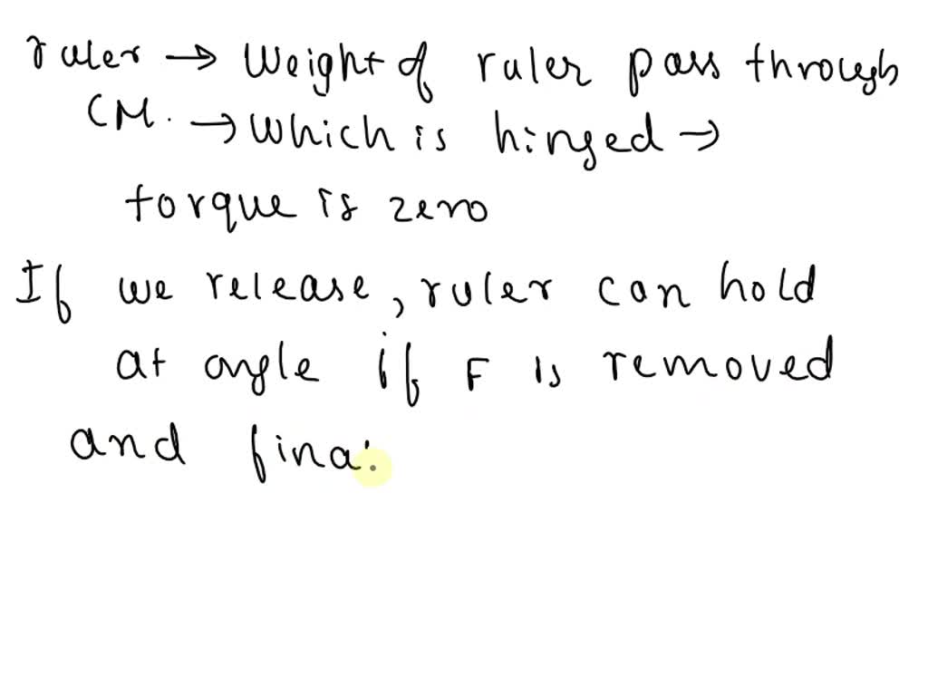 SOLVED: A ruler is placed on a frictionless pivot and held at an angle ...