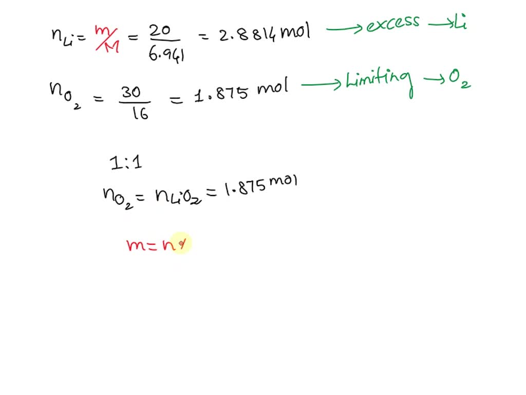 SOLVED: Lithium reacts with oxygen to form lithium oxide according to the equation: 4Li + O2 â ...