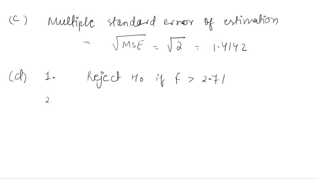 SOLVED The Following Output Was Obtained From A Multiple Regression