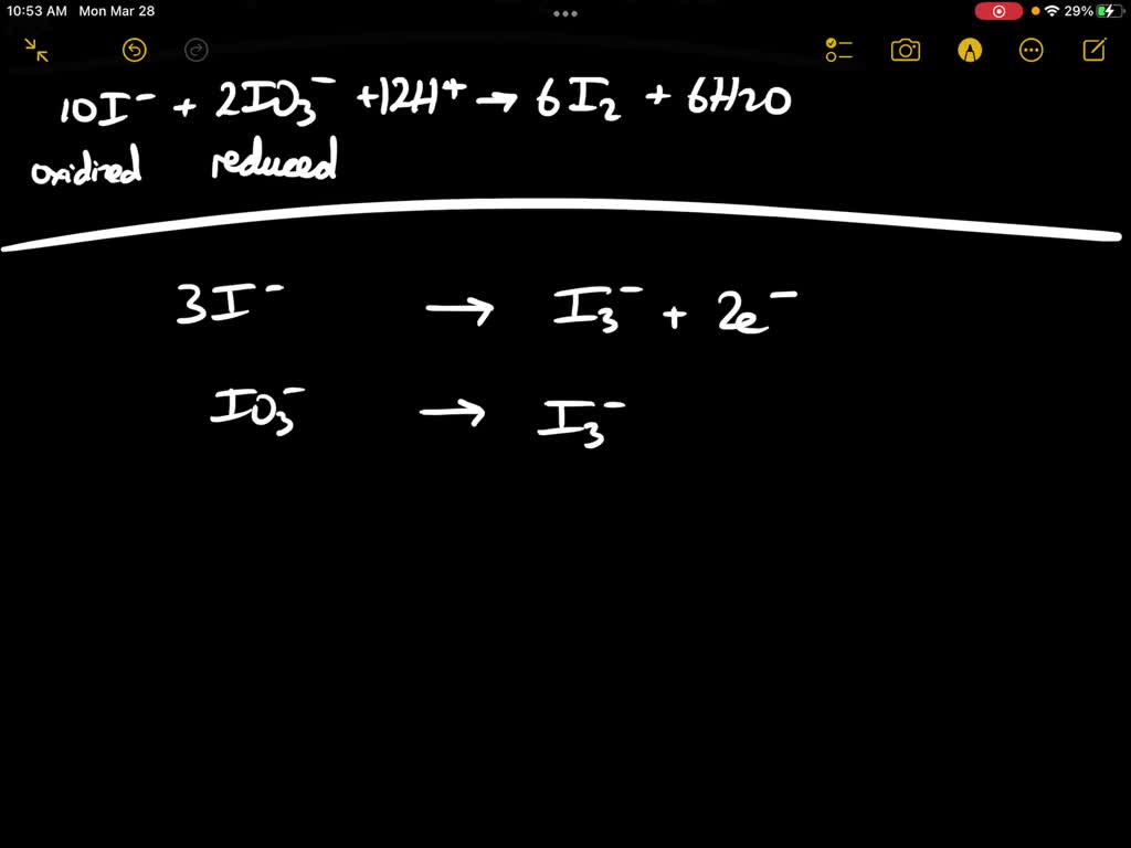 SOLVED: 3) Write the balanced redox reaction between iodide anions and ...