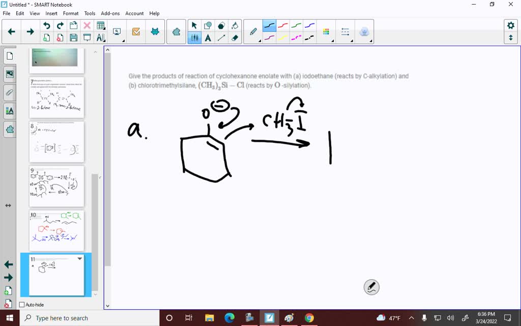 SOLVED: Give the products of reaction of cyclohexanone enolate with (a ...