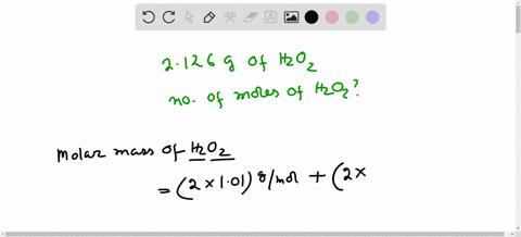 SOLVED: How many moles of H2O2 are present in 10.0 mL of a 3.0 mass ...