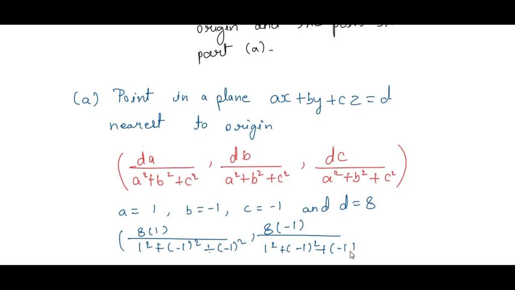 SOLVED: Determine the Coordinates of the Point B on the plane 4x+3y-5z ...