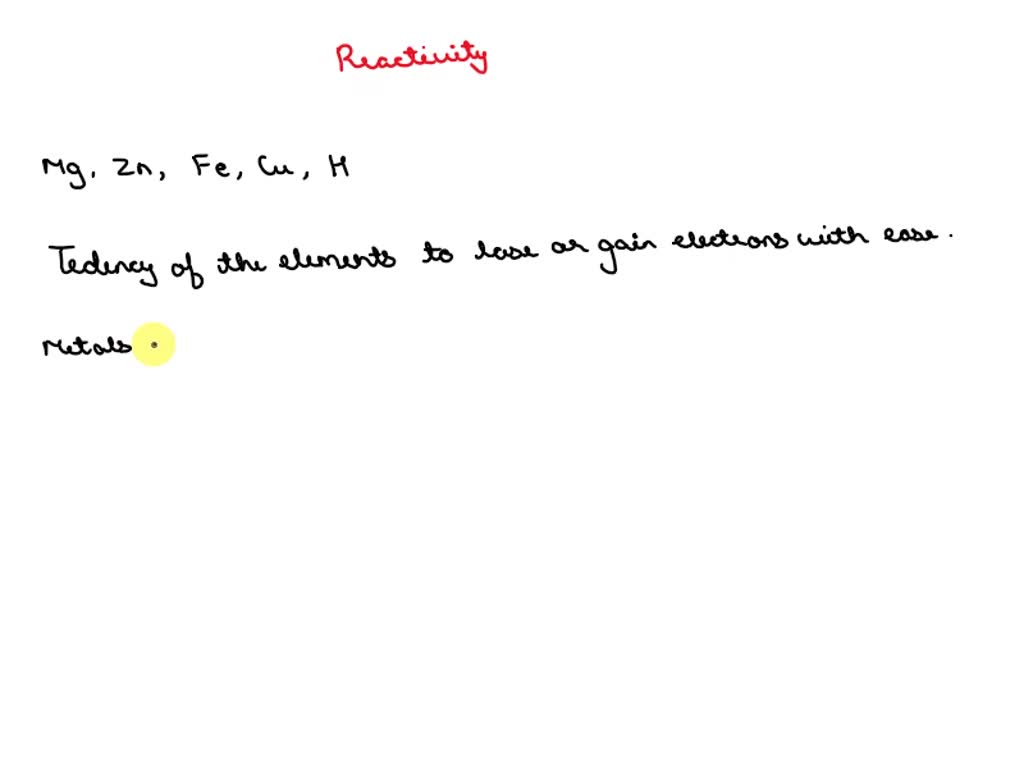 SOLVED: Based on your answer in part B, arrange the five elements in order of their reactivity ...