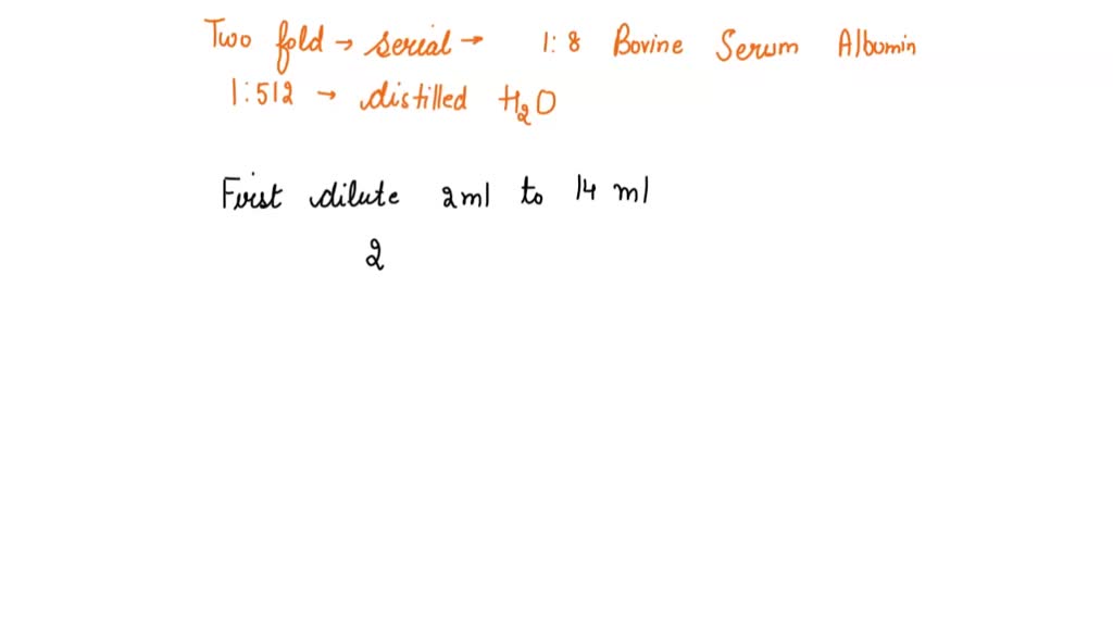 SOLVED: Perform a two-fold serial dilution starting from a 1:8 Bovine ...