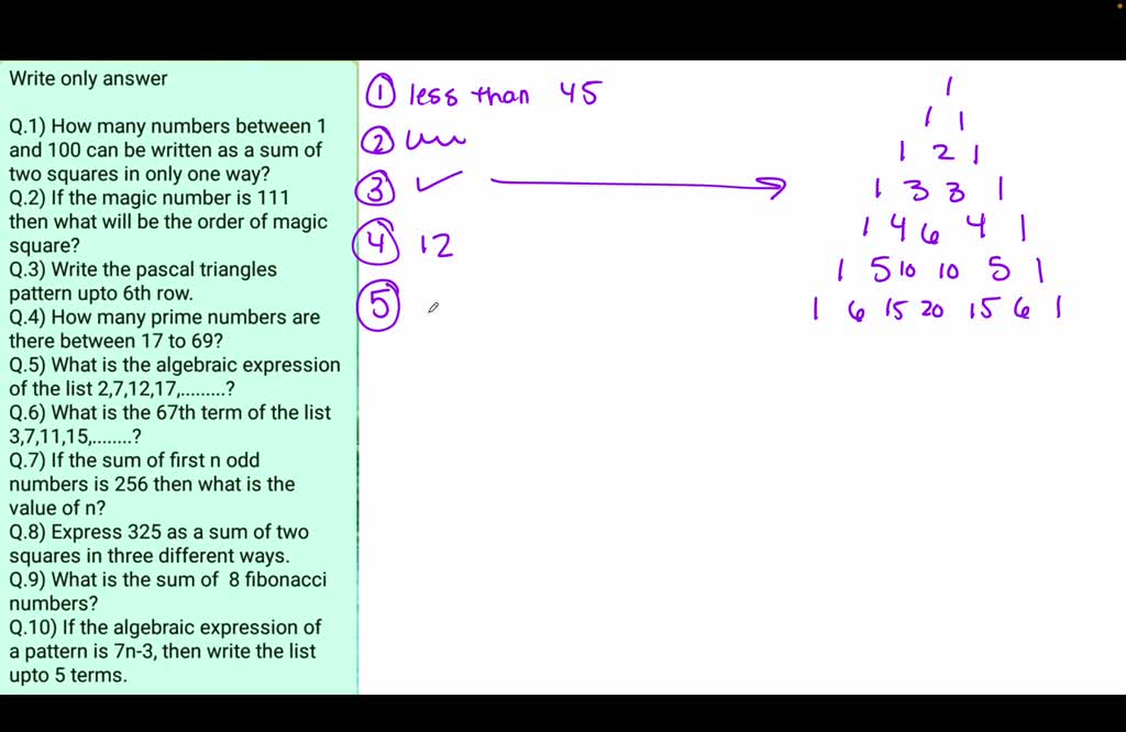 Solved Ewrite An Expression In Terms Of N For The Number Oditi Gets
