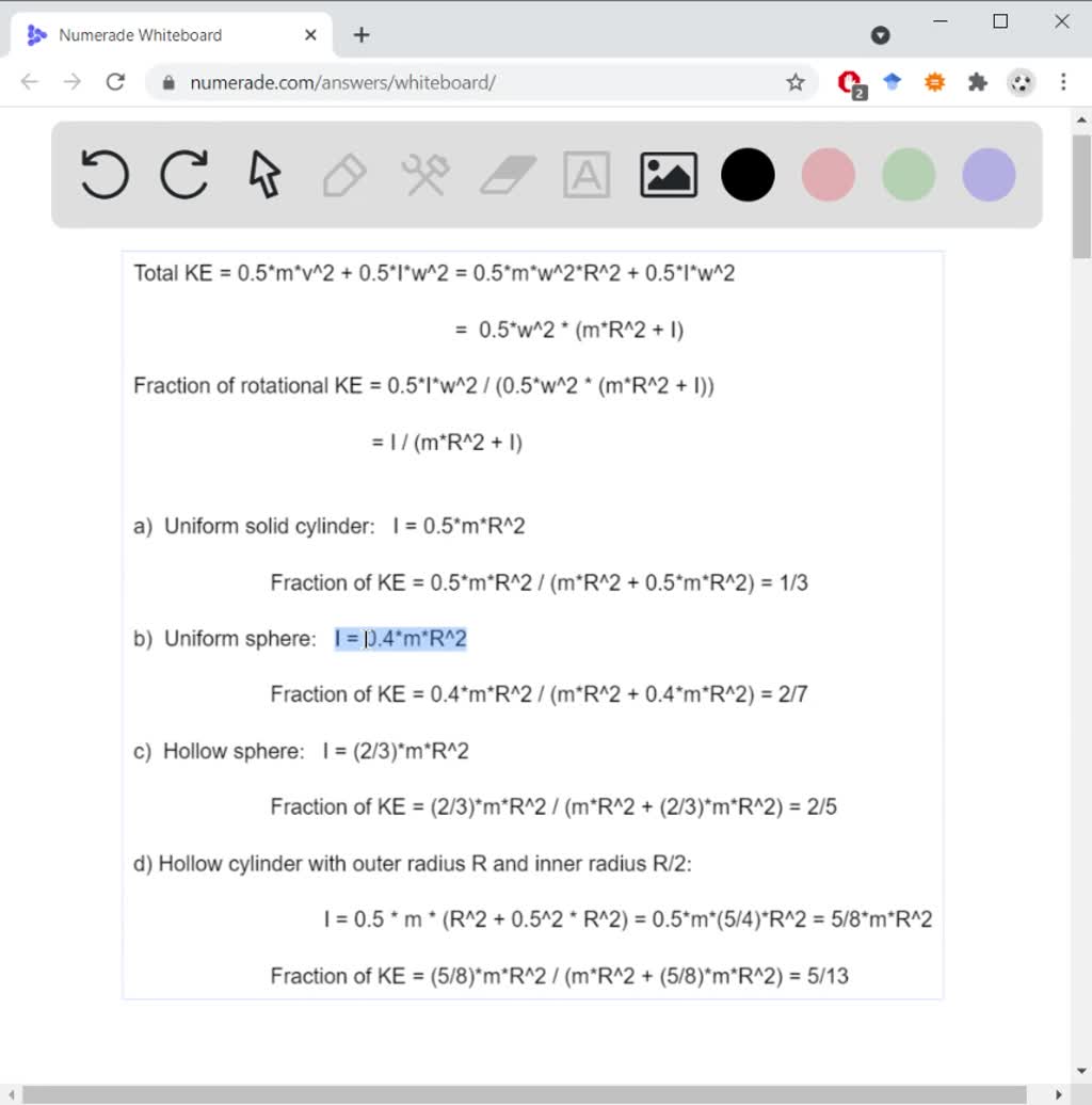 SOLVED: What fraction of the total kinetic energy is rotational for the ...