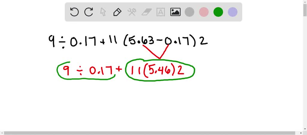 SOLVED: Perform the calculation, using the correct order of operations: 18.46 - 4.48 × 0.93