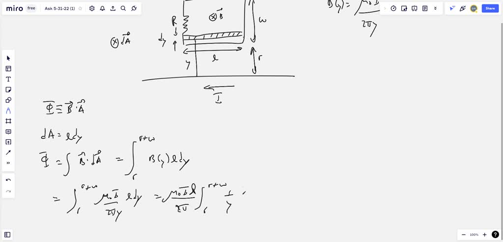 SOLVED: Problem 2: rectangular loop of dimensions and w moves with a constant velocity V away ...