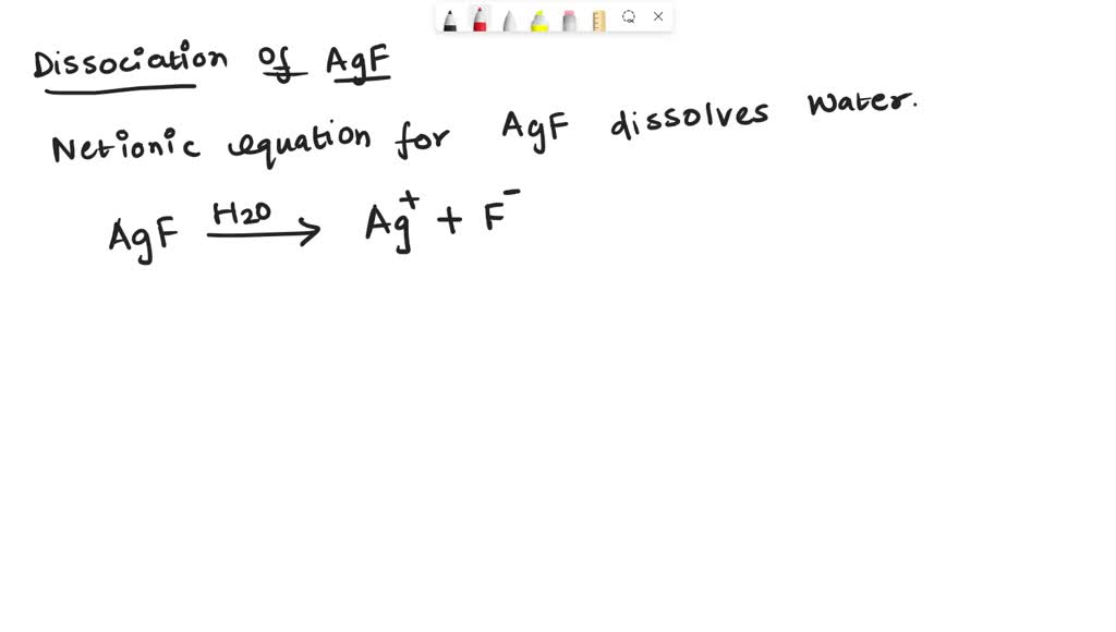SOLVED: The compound silver fluoride, AgF, is soluble in water. Write ...