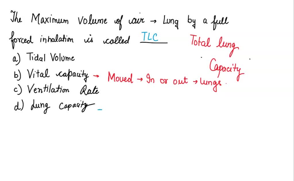 SOLVED: ANSWER QUICKLY PLEASE The maximum volume of air contained in ...