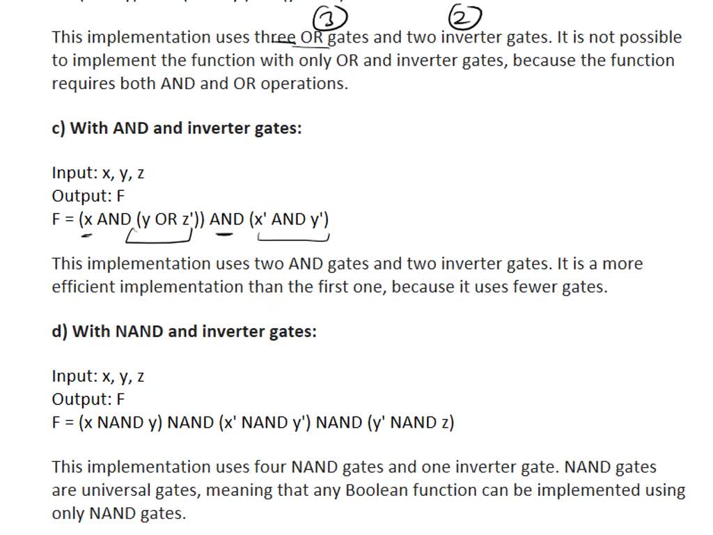 Solved Digital Design Implement The Boolean Function F Xy Xy Yz A With And Or And