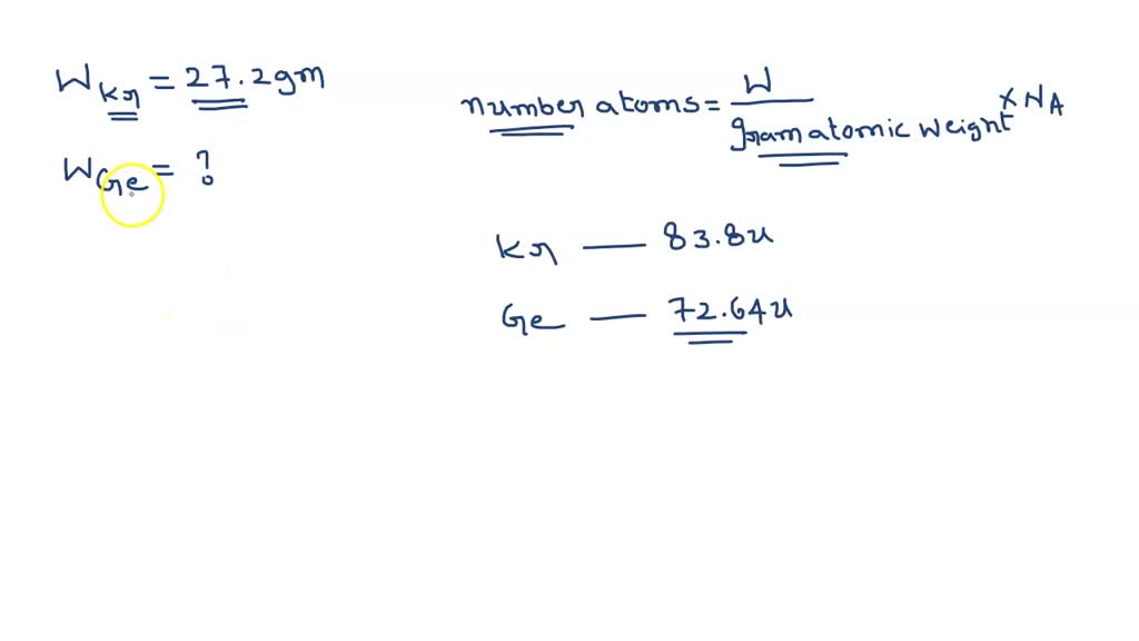SOLVED: A sample of Kr weighs 27.2 grams. Will a sample of Ge that ...