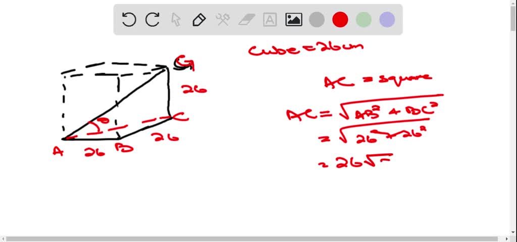 SOLVED: The diagram show cube ABCDEFGH of side length 26cm NOT T0 SCALE Calculate the angle ...