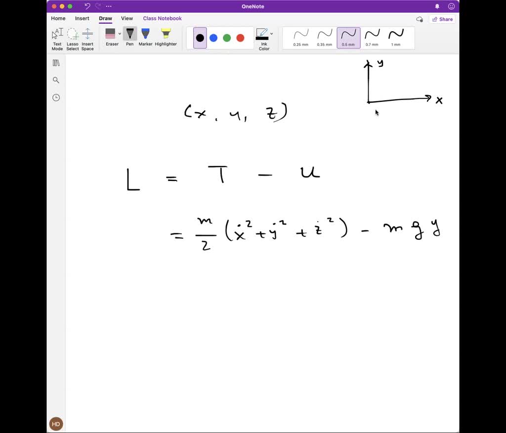 SOLVED: Write down the Lagrangian for a projectile (subject to no air ...