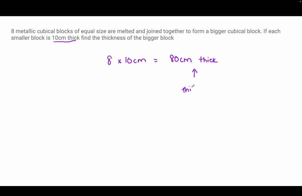 SOLVED: 8 metallic cubical blocks of equal size are melted and joined together to form a bigger ...