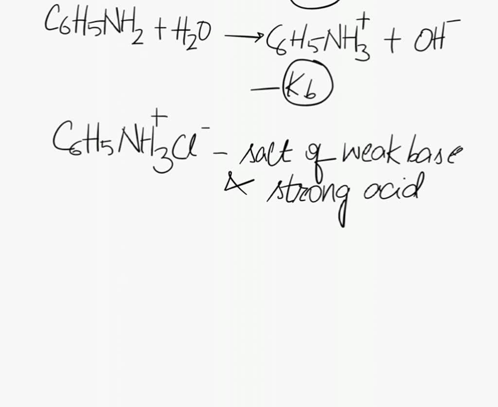 SOLVED: The reaction of the weak base aniline, C6H5NH2, with the strong ...