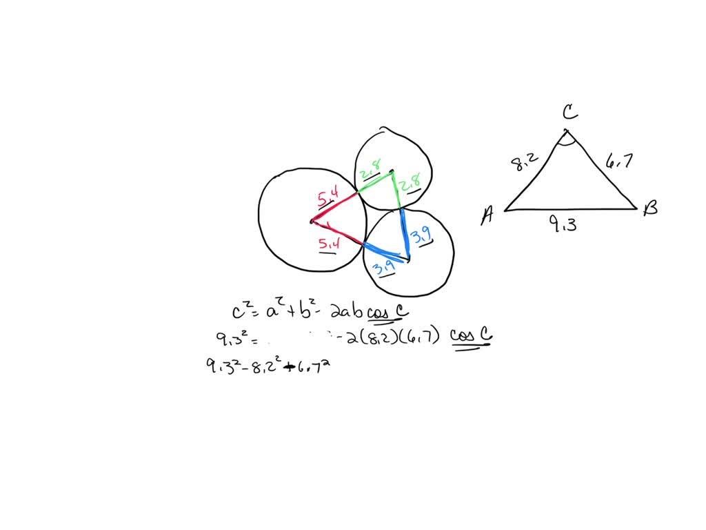 SOLVED: The three circles are arranged so that they touch each other ...