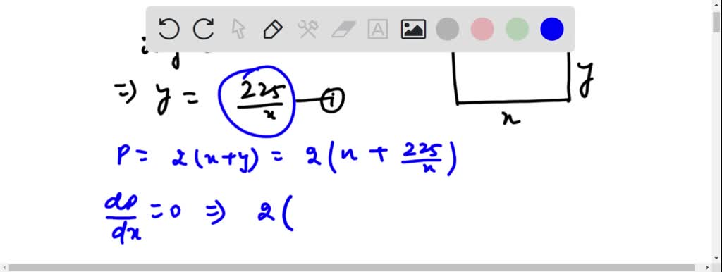SOLVED: Find the smallest perimeter and the dimensions for a rectangle ...