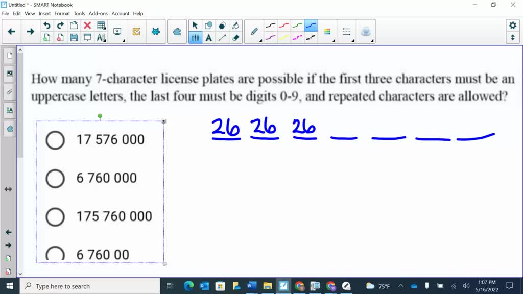 SOLVED: How many 7-character license plates are possible if tle first ...