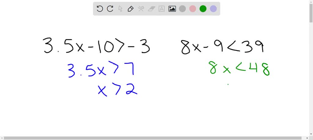 SOLVED: Which is the solution set of the compound inequality 3.5 x -10 ...