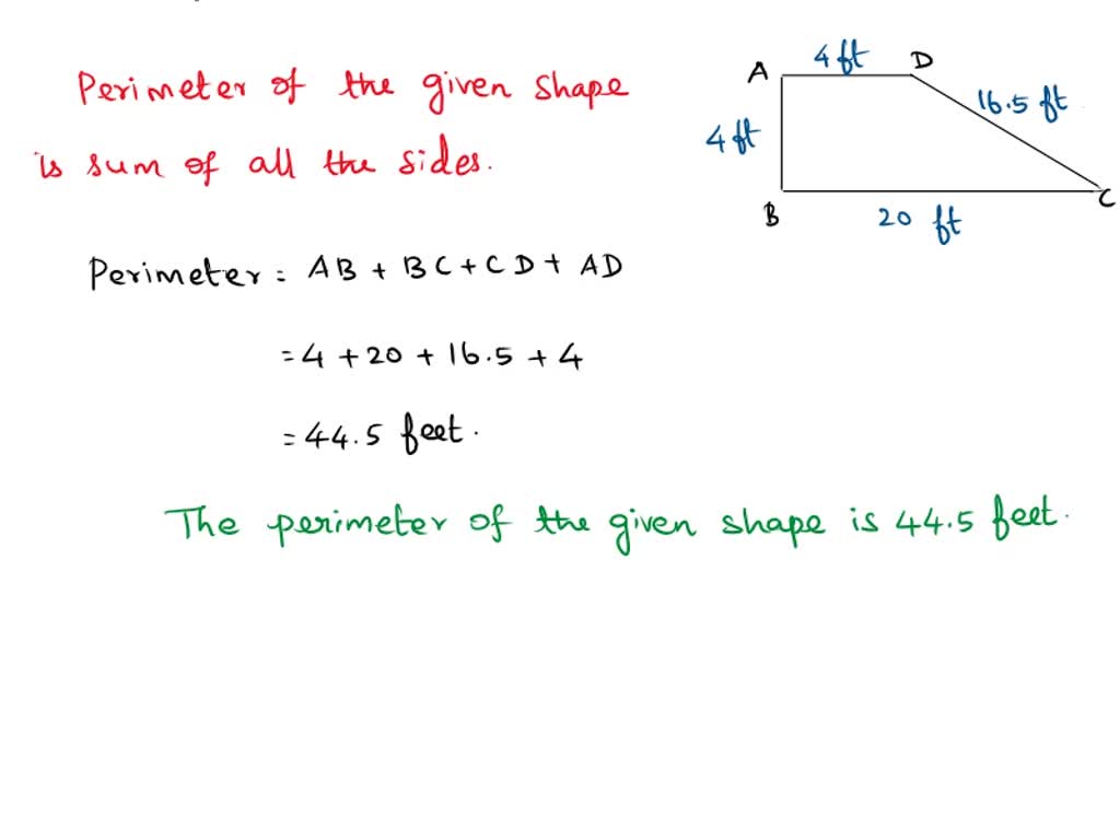 SOLVED: Determine the perimeter and area of the shape shown below: 16.5 ...
