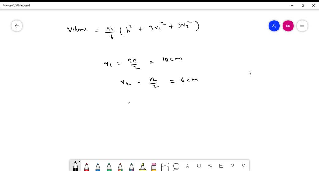 A frustum of a sphere has base diameters of 20cm and 12cm and a ...