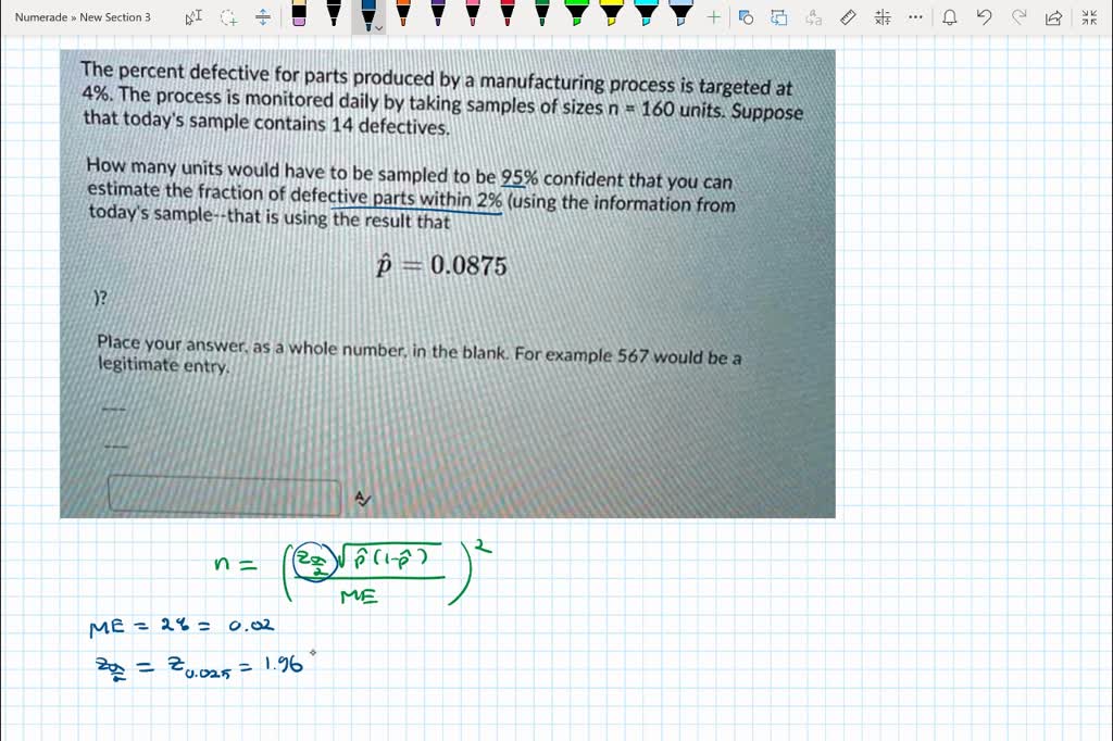 SOLVED: Question 15 (1 point) The percent defective for parts produced ...