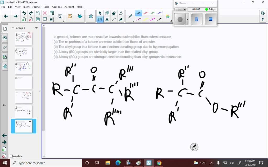 SOLVED: In general, ketones are more reactive towards nucleophiles than esters because (a) The α ...