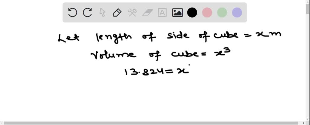 SOLVED: The volume of a cubical box is 13.824 cubic meters. Find the ...