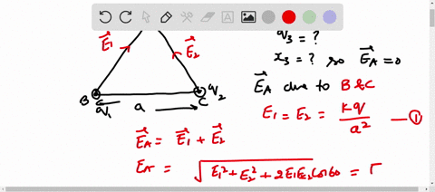 Problem 4: In the cases shown below, three particles of the same size are fixed in place at ...
