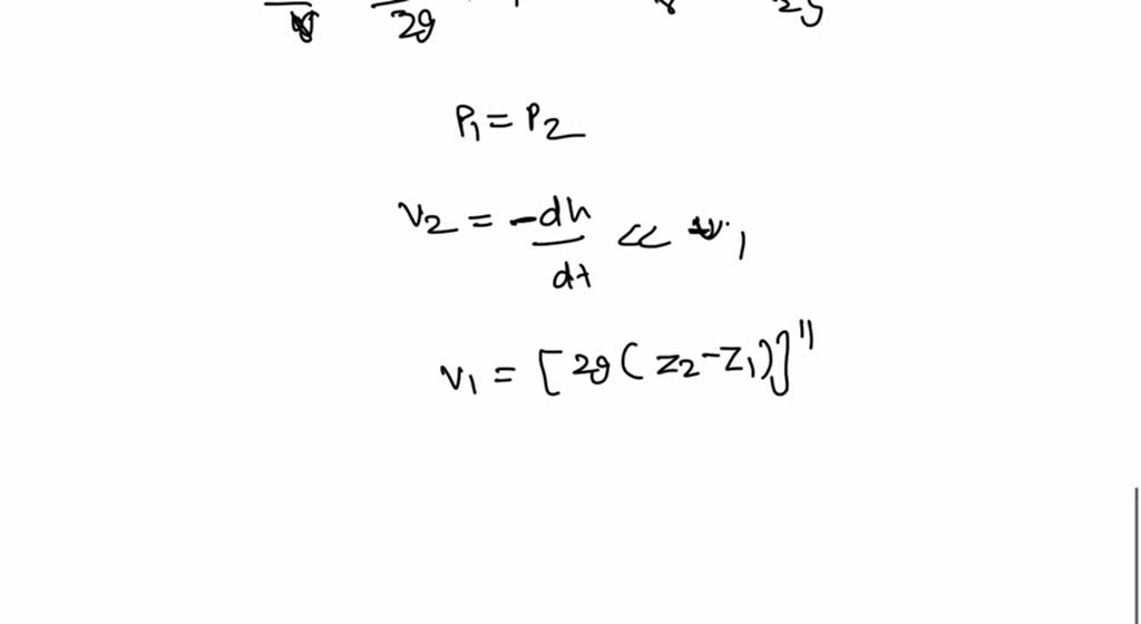 SOLVED: 2. An incompressible liquid drains from a large, cylindrical ...