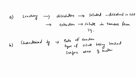 Question 1: a) Describe the 8 different types of leaching...